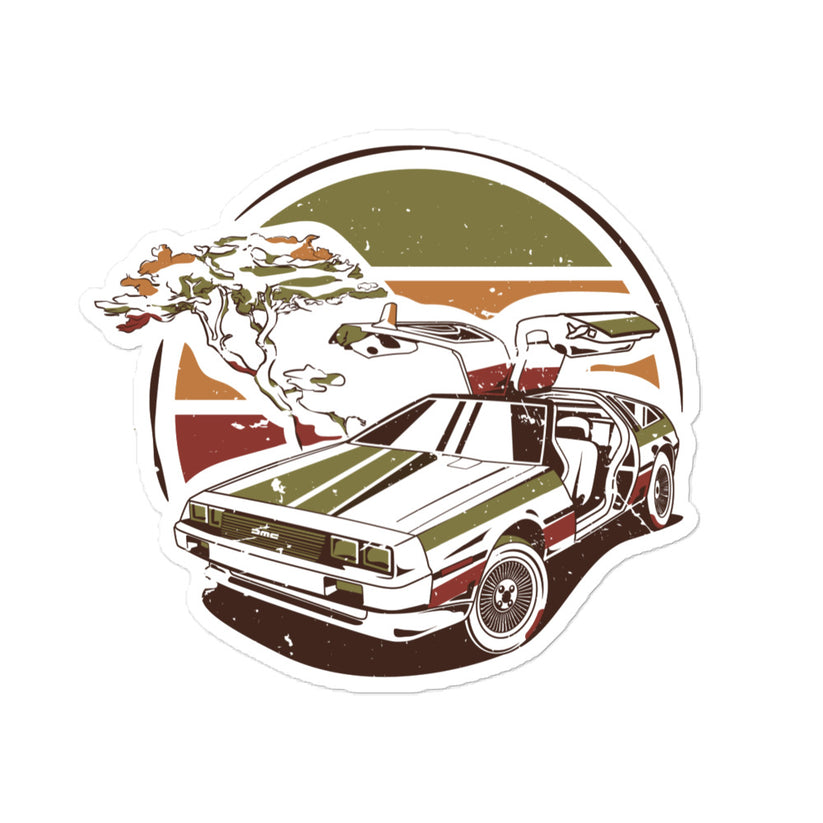 Stylized DeLorean Sticker – DeLorean Merch