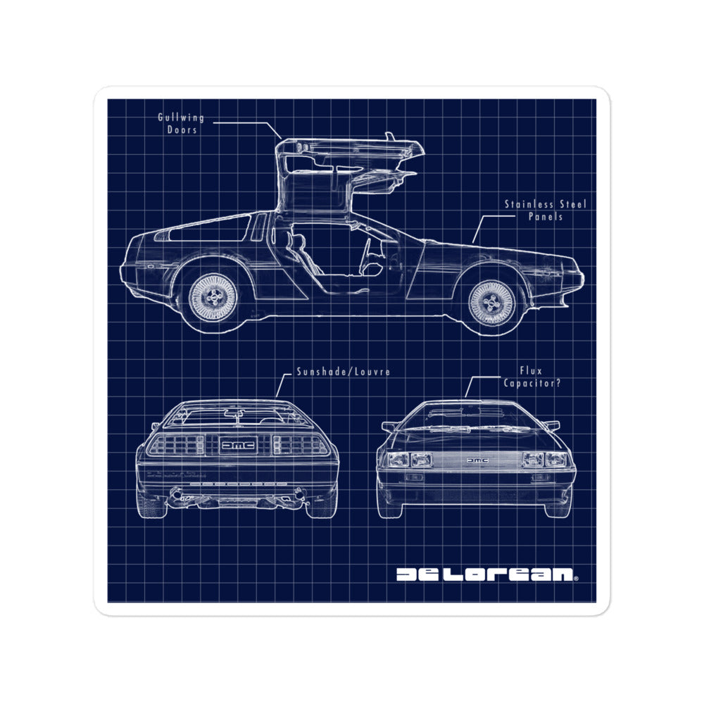 DeLorean Blueprint Sticker – DeLorean Merch